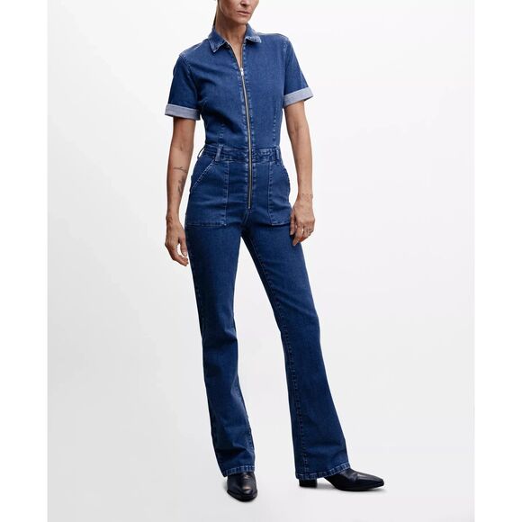 Mango | Pants & Jumpsuits | Mango Womens Denim Jumpsuit Zip Front ...